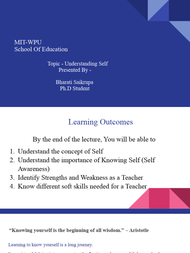 Understanding Self, Self Awareness and Theories | PDF | Self Concept | Self Actualization