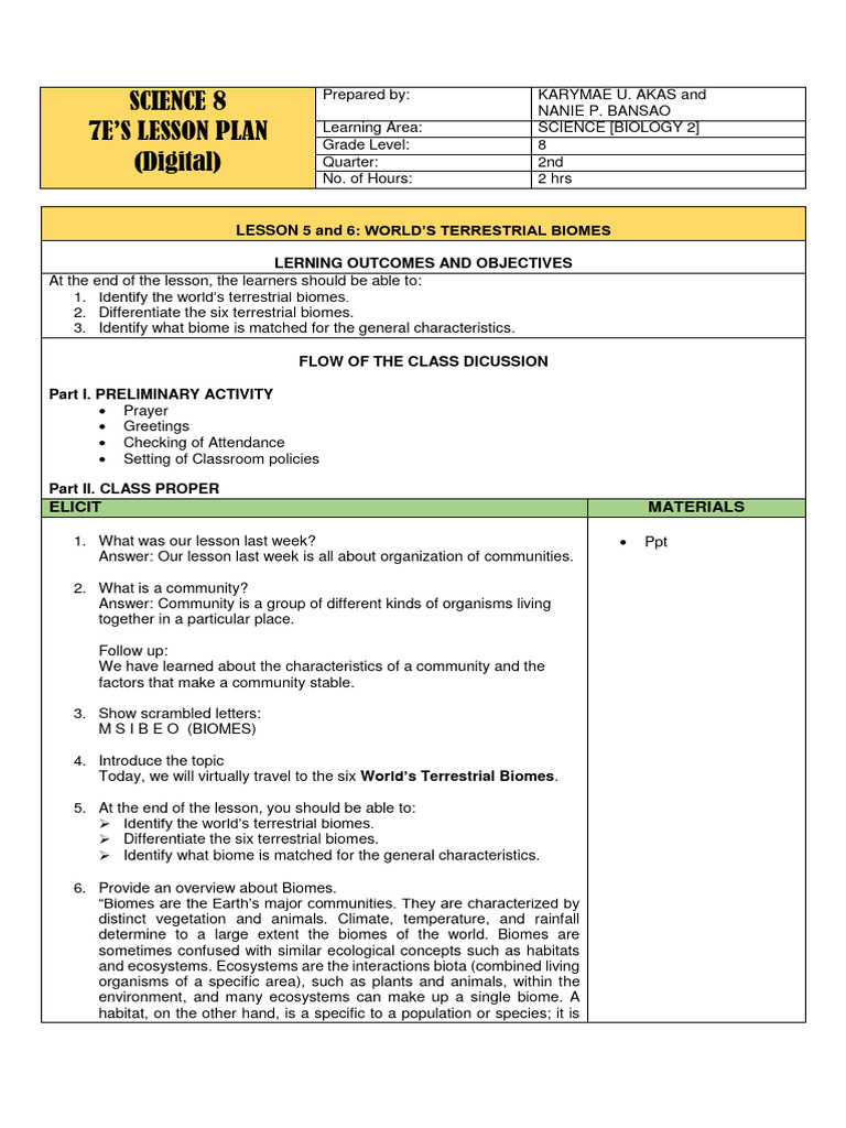 Final Grade-8-Biology-2-Detailed-Lesson-Plan-2 | PDF | Forests | Desert