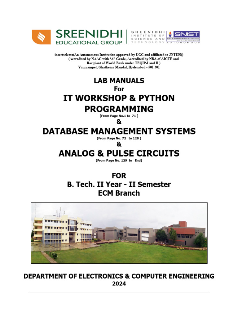 IT Workshop & Python Lab Manual 2024 | PDF | Microsoft Word | Microsoft ...