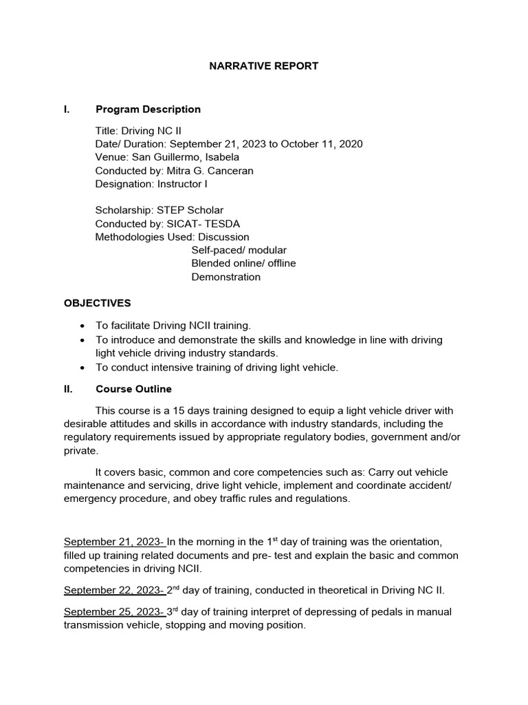 Narrative Report STEP SAN GUI SEP 21 Oct 11 | PDF | Technology ...