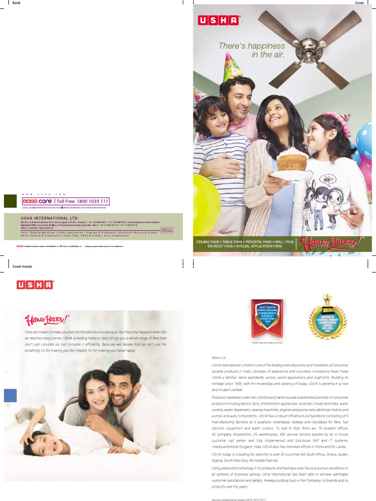 Usha Fans Brochure | PDF