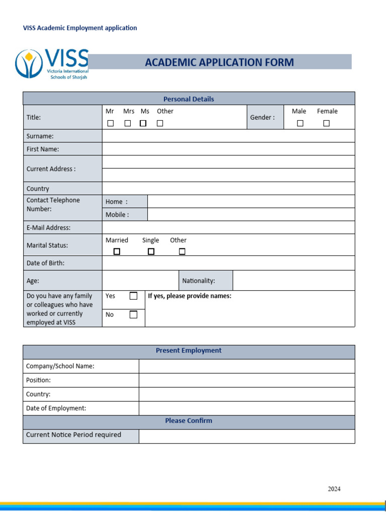 Academic Application Form-2024 | PDF