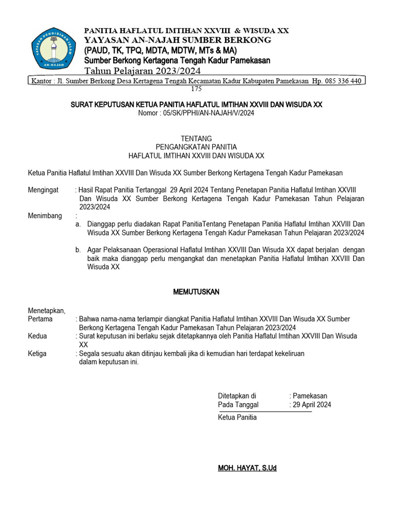 2024-SK Panitia | PDF