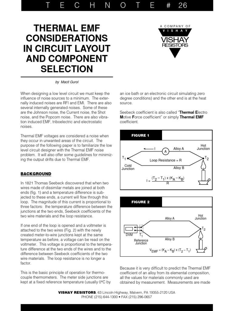Thermal EMF in Circuit Design | PDF | Resistor | Amplifier