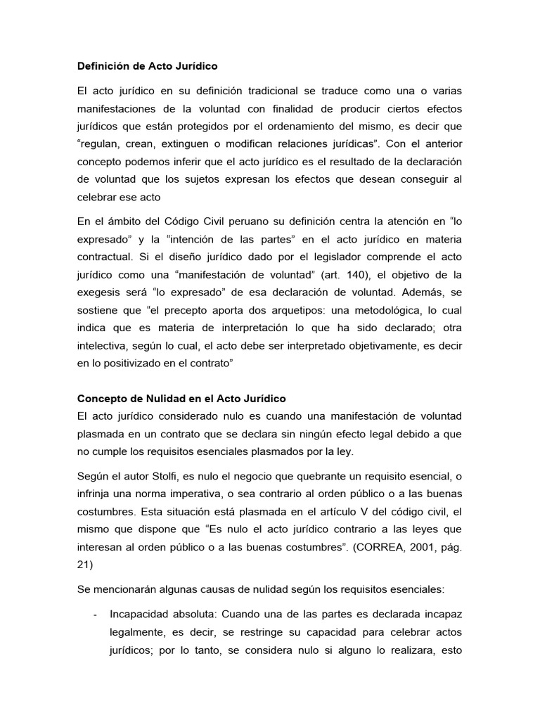 Definición y Nulidad del Acto Jurídico | PDF | Nulo (ley) | Justicia