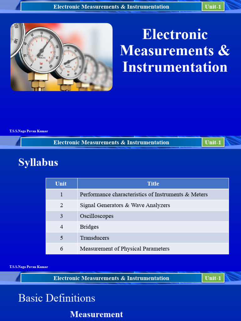 Unit-1 Performance Characteristics of Instruments & Meters | PDF ...
