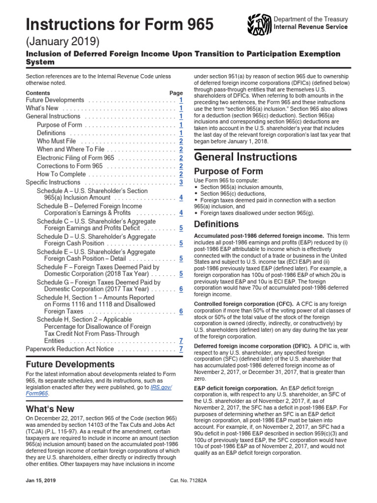 Form 965 Instructions: Foreign Income | PDF | Irs Tax Forms | Tax Deduction