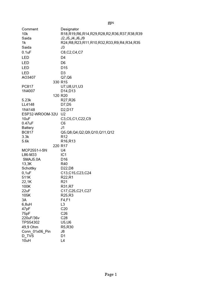 GPS Circuit Design Components List | PDF