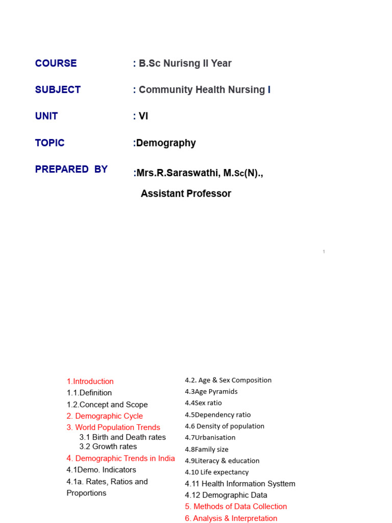 B.SC Ii Yr CHN Demography 1 | PDF | Demography | Literacy B.SC Ii Yr CHN Demography 1 | PDF | Demography | Literacy