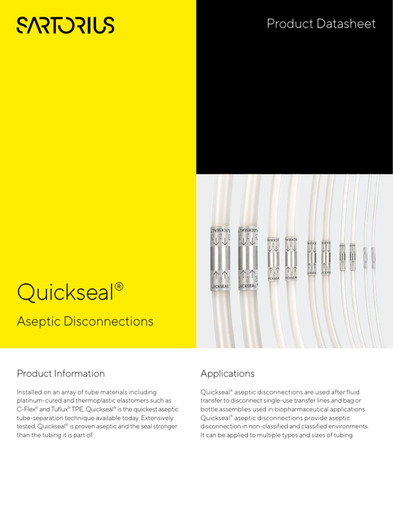 Quickseal Aseptic Disconnections | PDF | Pipe (Fluid Conveyance) | Materials