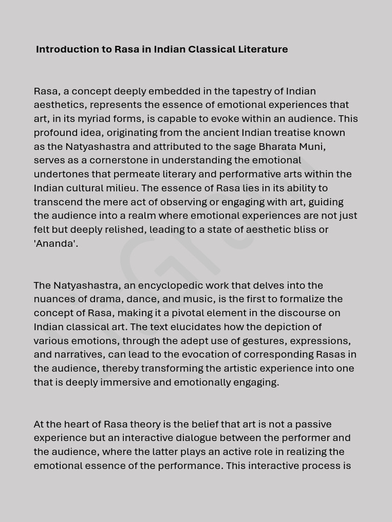 Understanding Rasa in Indian Literature | PDF | Emotions