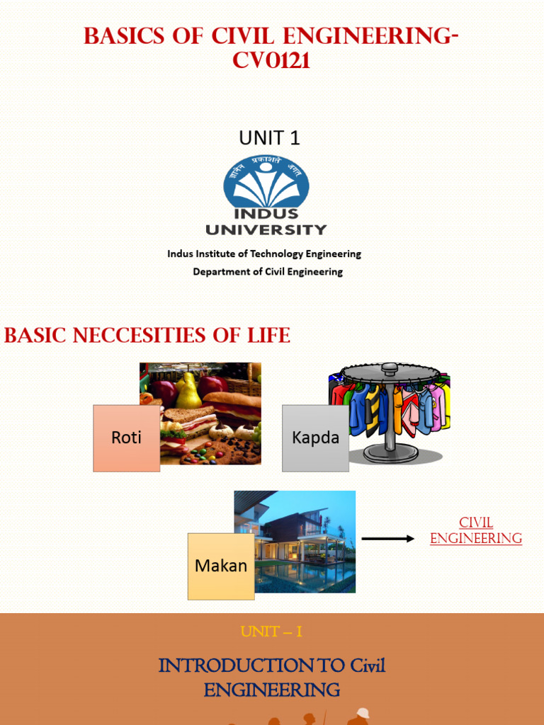 Basics of Civil Engineering Cv0121 Unit 1 1 | PDF | Civil Engineering ...