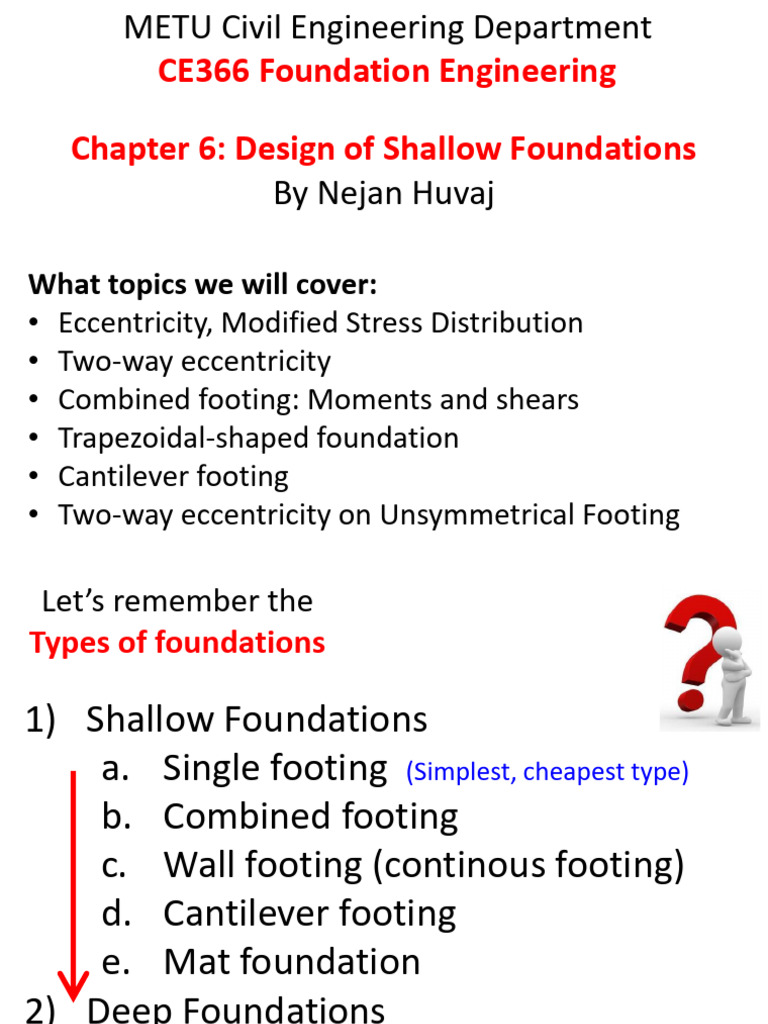 CE366 Chapter 5 Statics of Shallow Foundations Section 2 | PDF | Foundation (Engineering) | Buoyancy