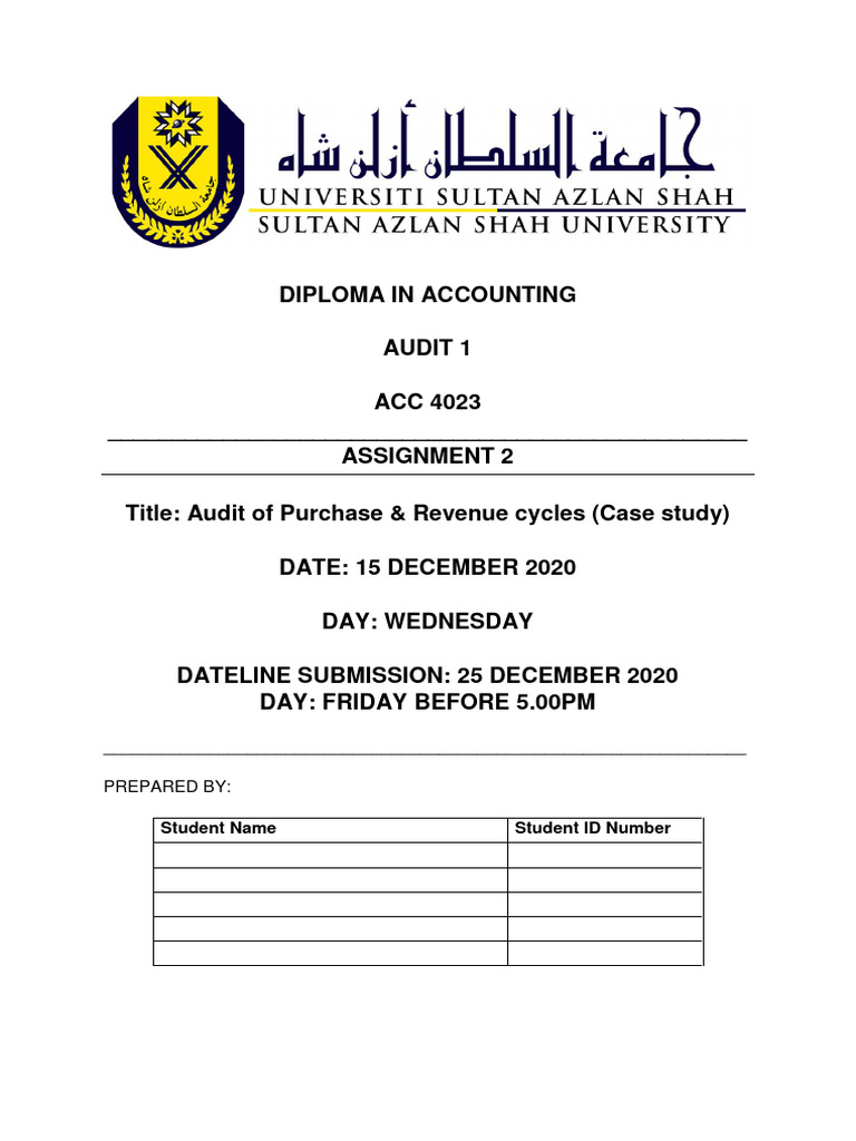 GROUP ASSIGNMENT 2 - Audit Purchase Sales Cycles-Audit 1-Questions | PDF | Accounts Payable ...