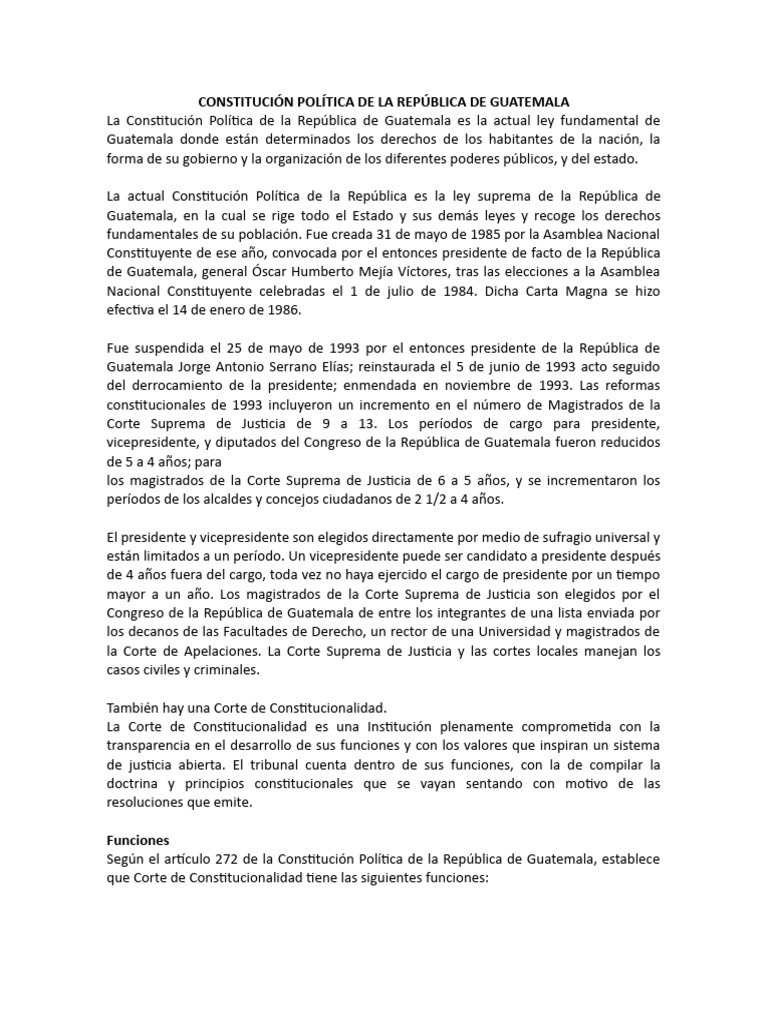CONSTITUCIÓN POLÍTICA DE LA REPÚBLICA DE GUATEMALA | Descargar gratis PDF | Gobierno ...