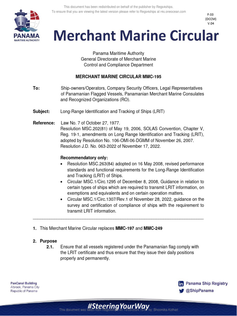 MMC-195 - Long-Range Identification and Tracking of Ships (LRIT) (Rev ...