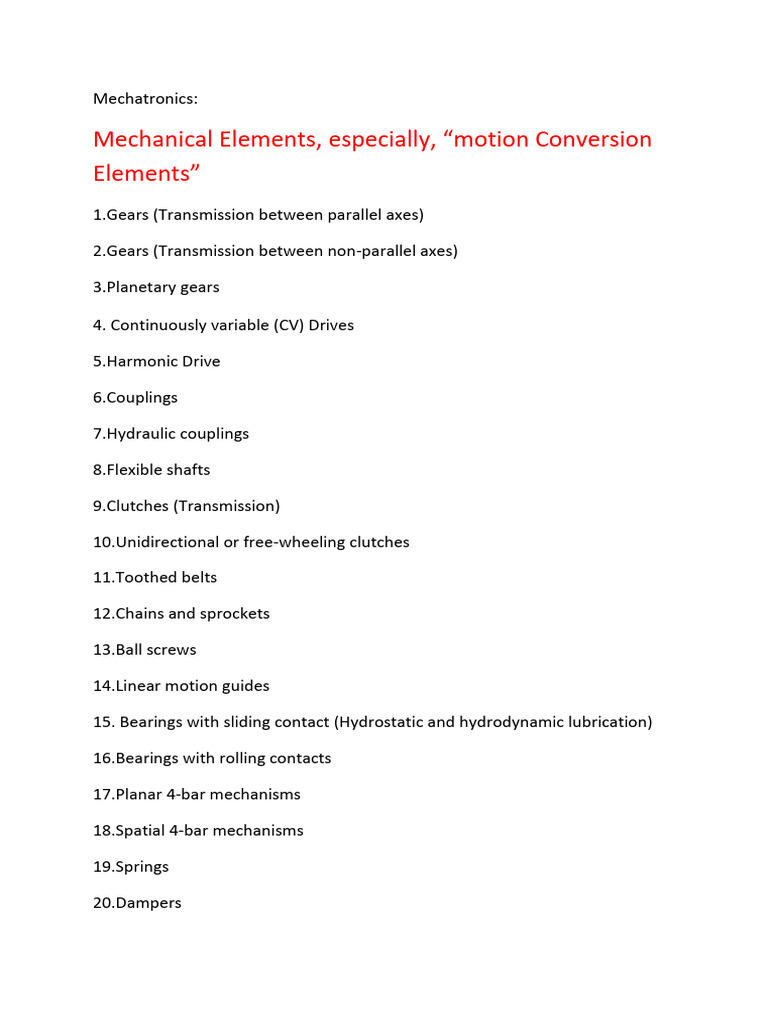 Mechatronics Mechanical and Electronic Elements 2020 | PDF | Technology ...