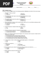 Science 8 Exam 3rd Quarter | PDF | Matter | Chemical Elements
