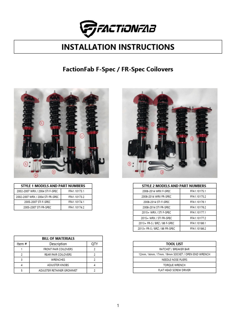 Coilover Install Instructions | PDF | Screw | Nut (Hardware)
