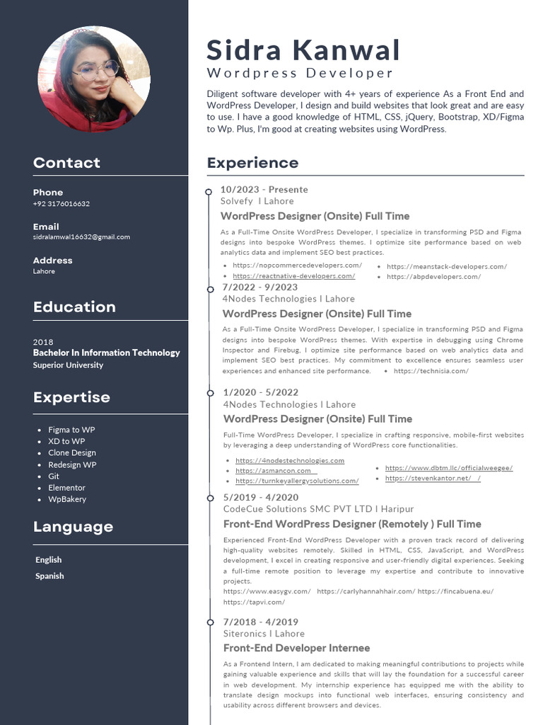 Sidra Kanwal | PDF | Word Press | World Wide Web