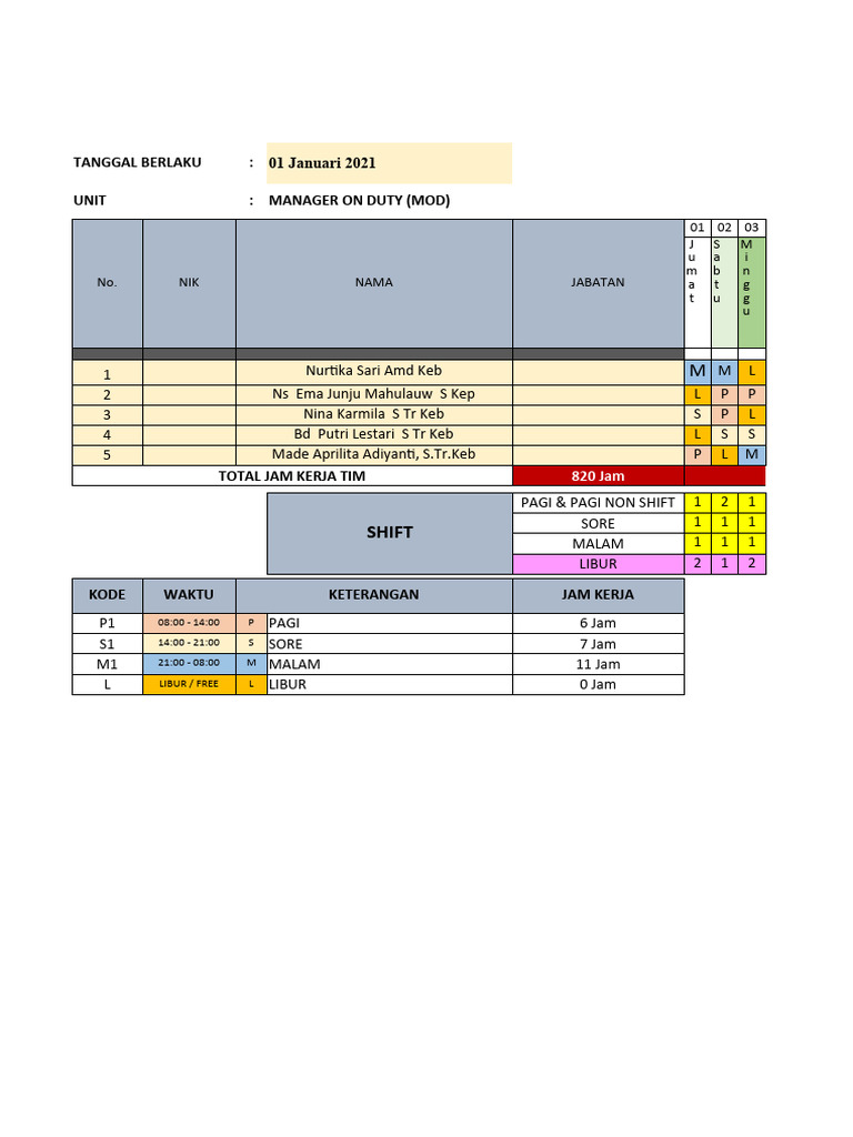 Jadwal Januari 2021 - Mod | PDF