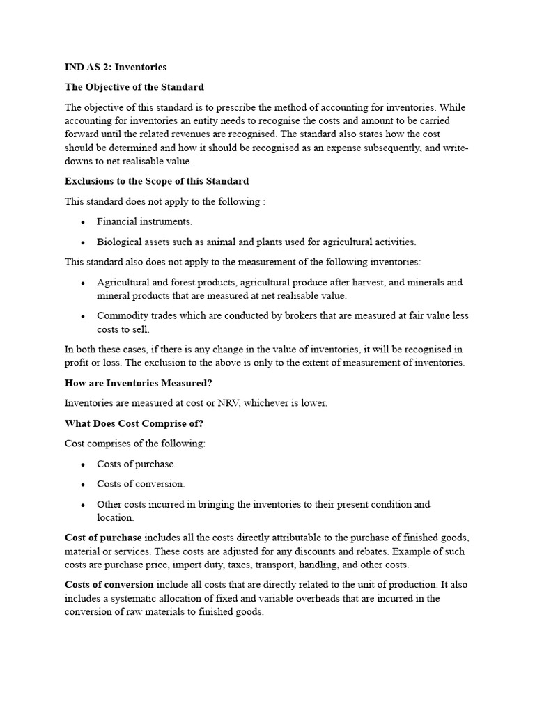 Ind As 2 | PDF | Inventory | Cost