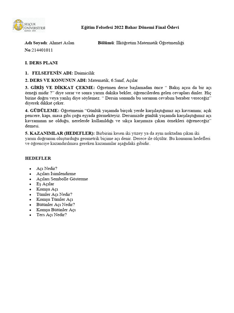 Ahmet Aslan - İMÖ - EF - Final | PDF