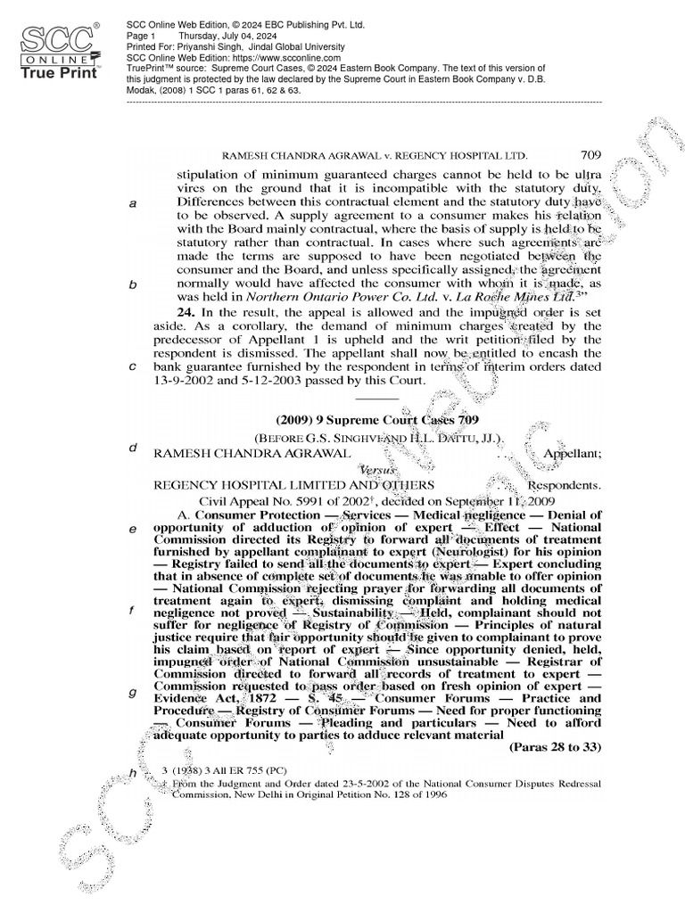 Ramesh Chandra Vs Regency Hospital | PDF | Justice | Crime & Violence