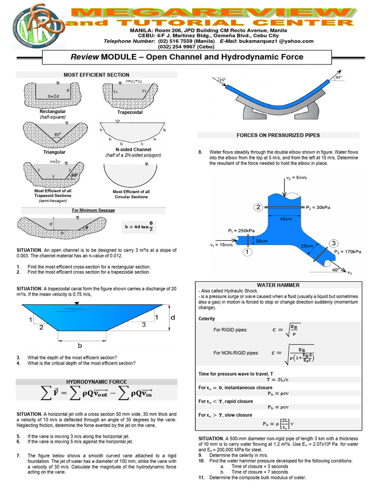 Review Module Hydraulics 5 May 2022 Part 2 | PDF | Civil Engineering ...