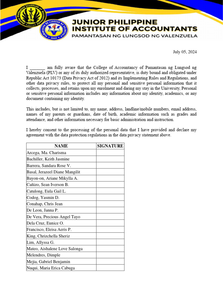 Juniors_-Data-Letter | PDF | Information Privacy | Civil Rights And Liberties