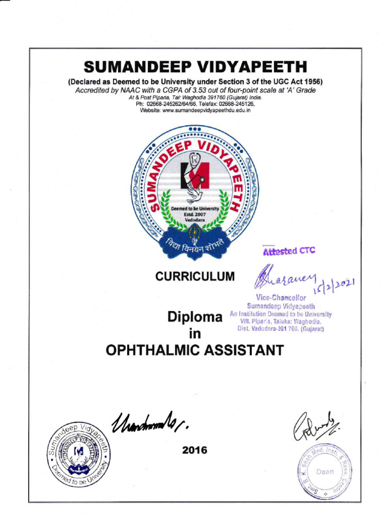 Diploma in Ophthalmic Assistant Old | PDF | Human Eye | Ophthalmology