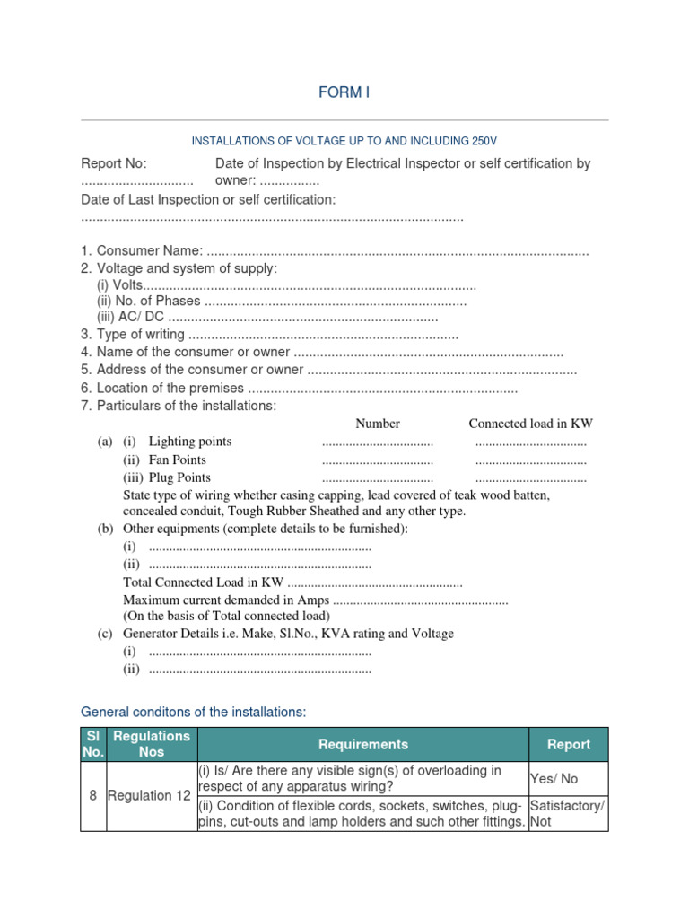 Self Certification for 250V Installations | PDF | Electrical Wiring ...