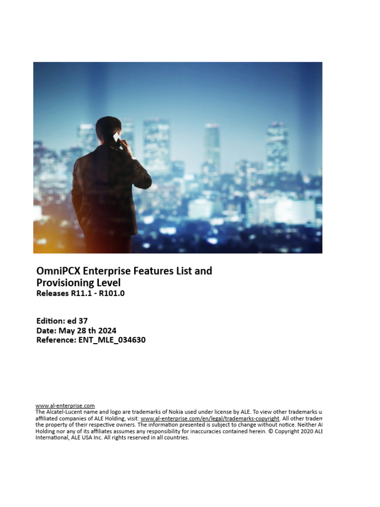 OXE R111-R1010 FeaturesList and ProvisioningLevel Ed37 ENT MLE 034630 ...
