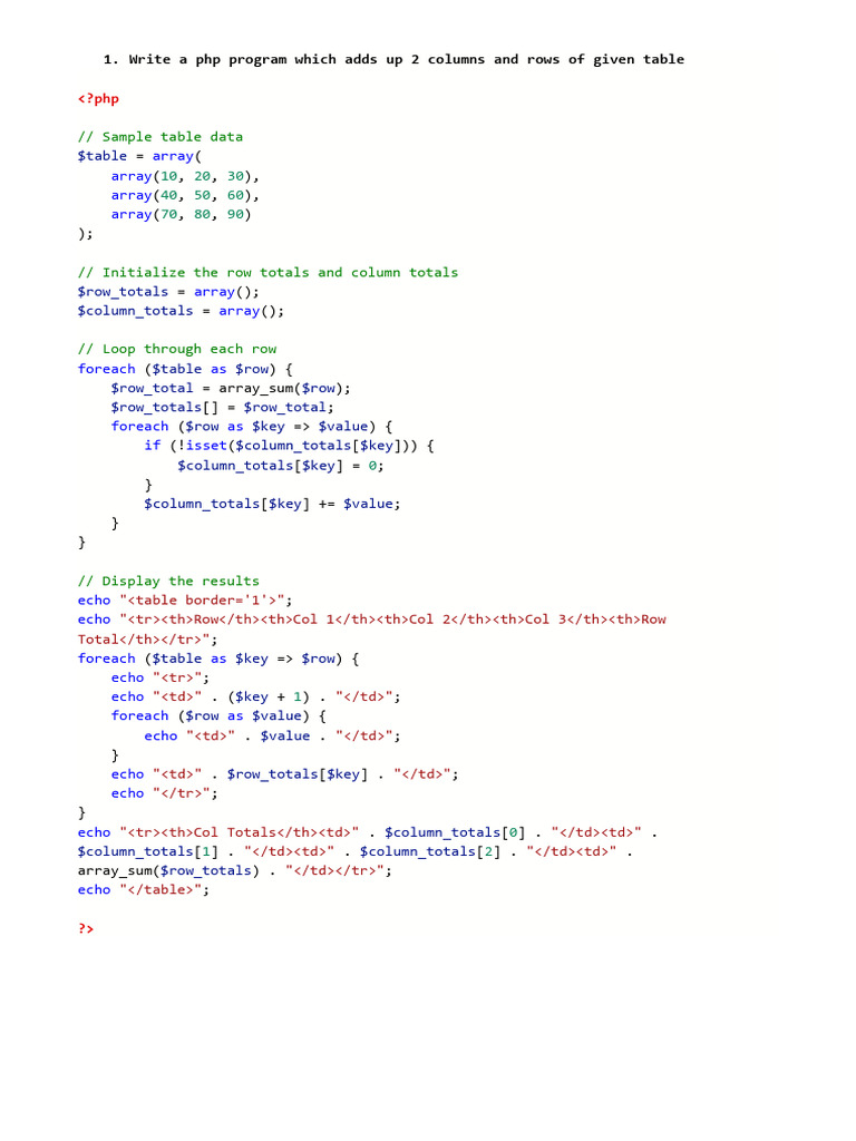 Php Lab Program Ii Bcom Ca Pdf Php Computer Programming 1026