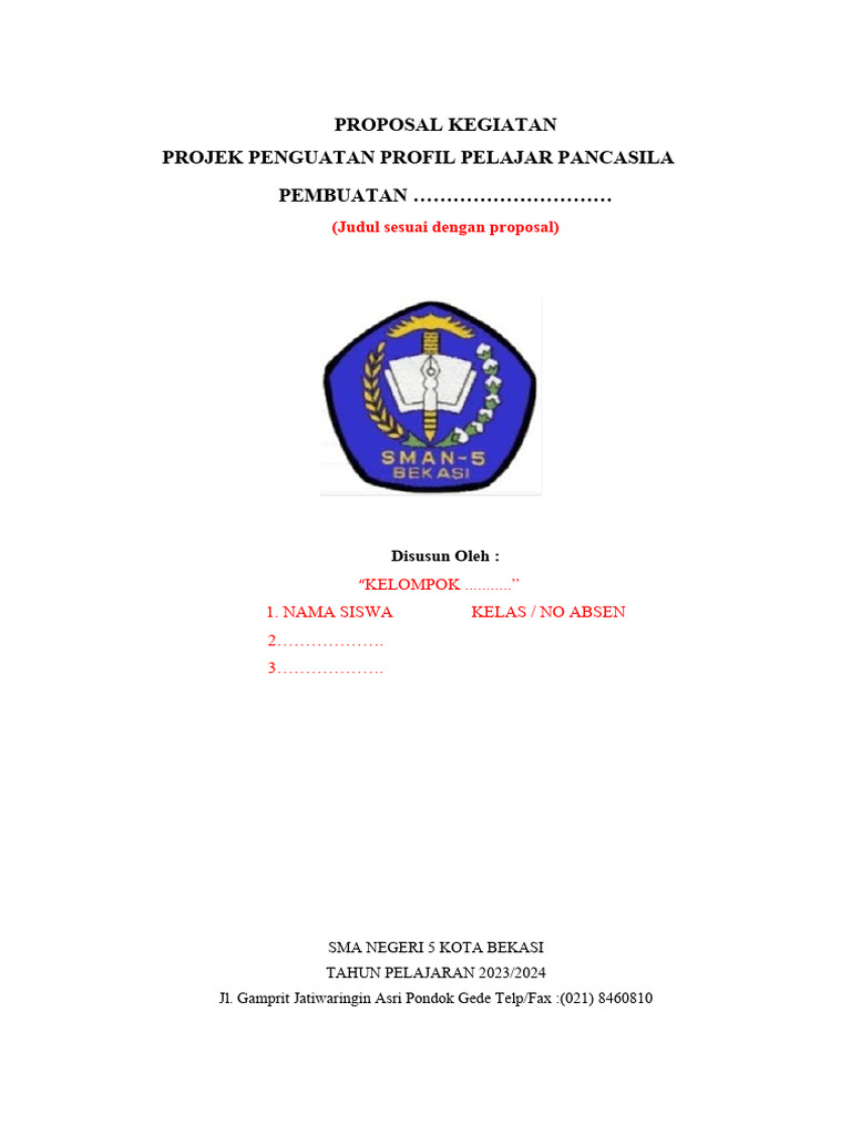 CONTOH DAFTAR ISI PROPOSAL P5 | PDF