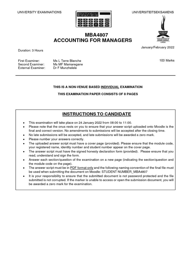 Mba 4807 Jan-Feb 2022 Examination Question Paper | PDF | Business ...