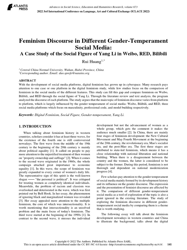 Feminism Discourse in Different Gender-Temperament Social Media | PDF ...
