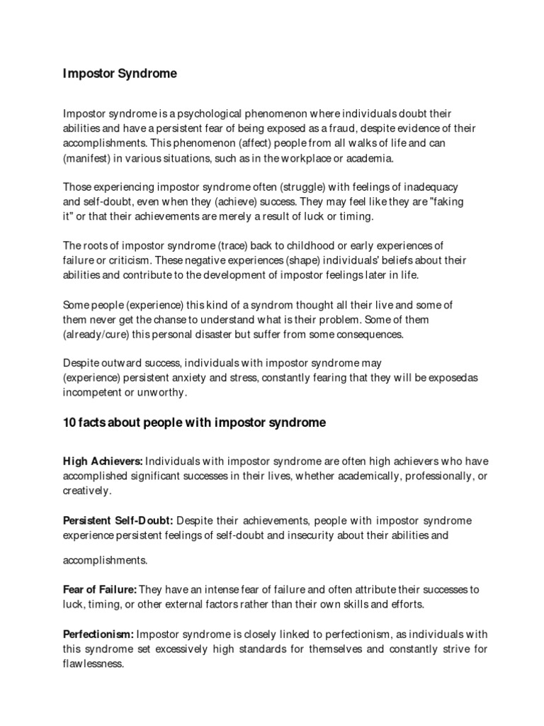 Impostor Syndrome | PDF | Popular Psychology | Cognition