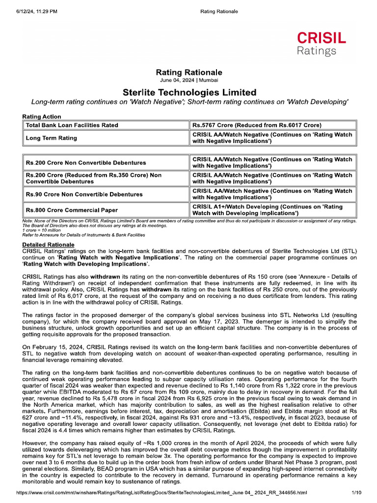 Credit Rating Jun24 | PDF