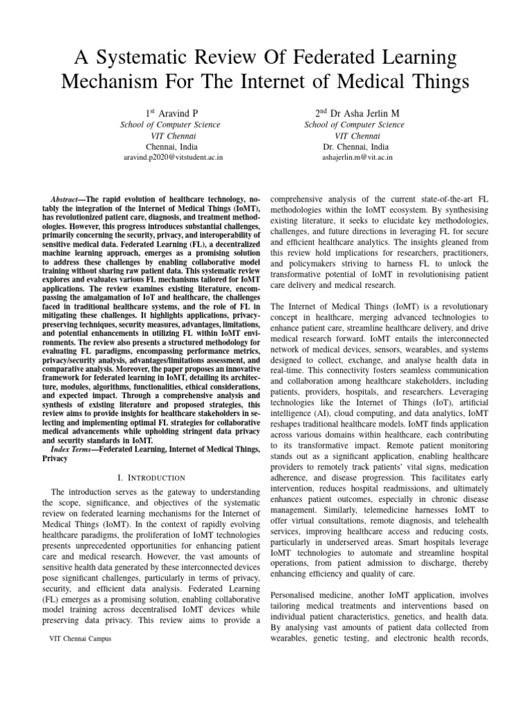 A Systematic Review of Federated Learning Mechanism For The Internet of Medical Things | PDF ...
