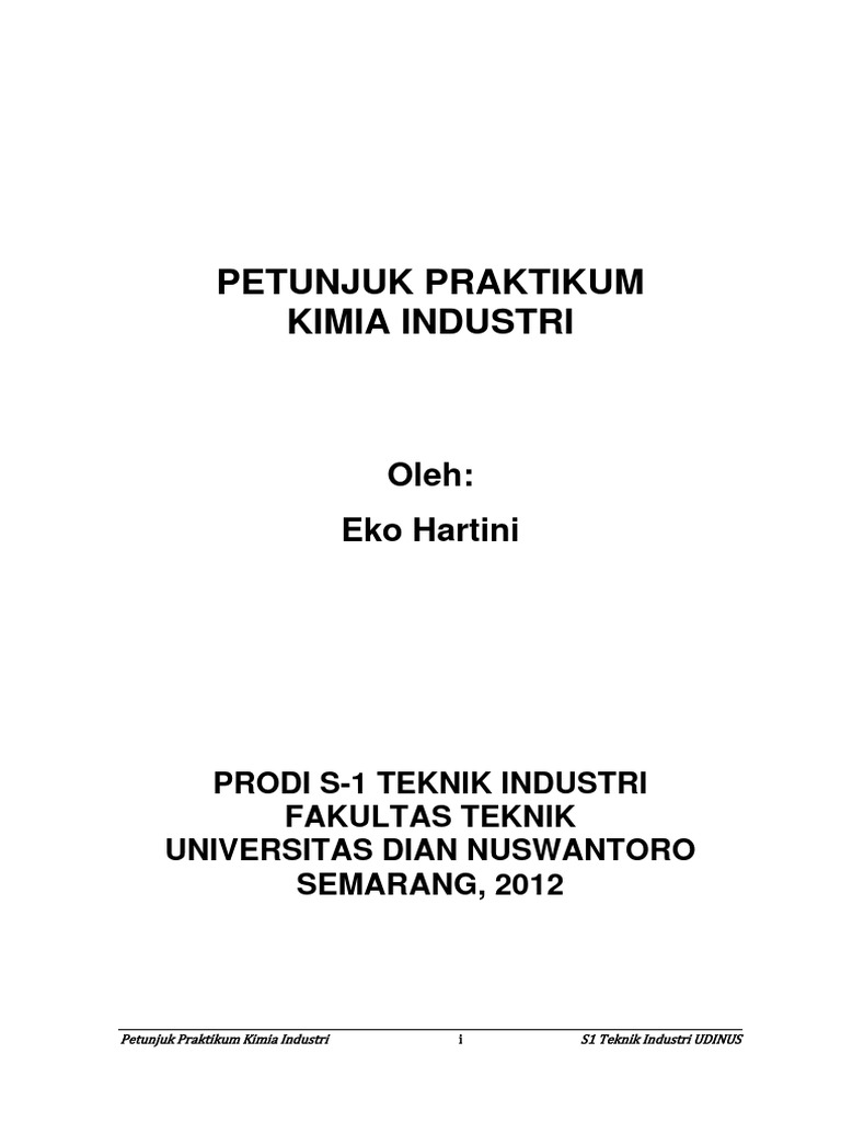 Petunjuk Praktikum Kimia Industri | PDF