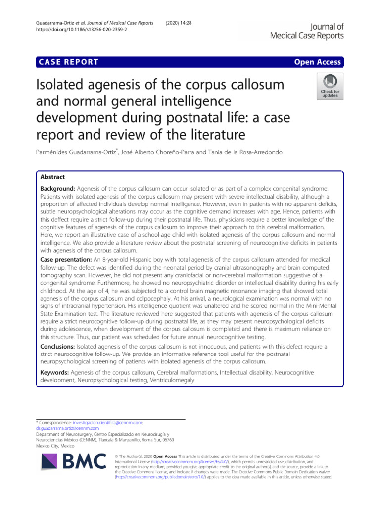 Isolated Agenesis of Corpus Callosum Case | PDF | Corpus Callosum ...