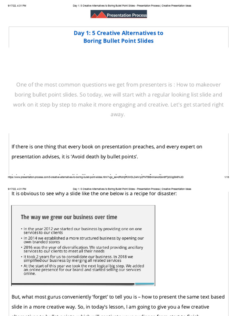 Day 1 - 5 Creative Alternatives To Boring Bullet Point Slides ...