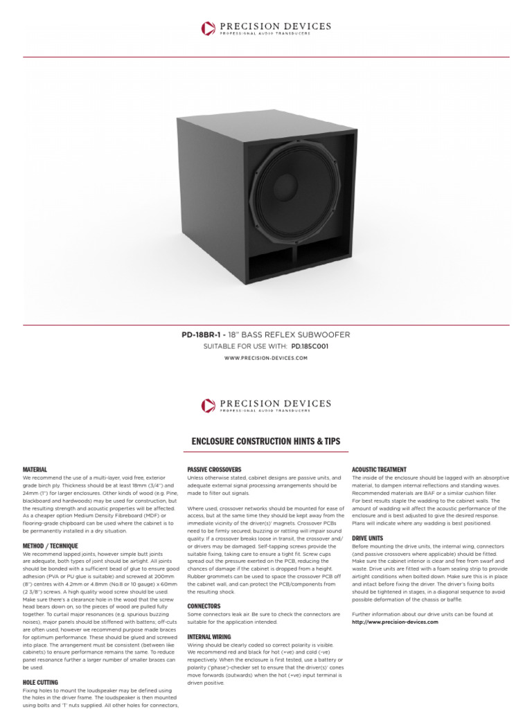 Box Plan Pd Pdf Loudspeaker Electronics