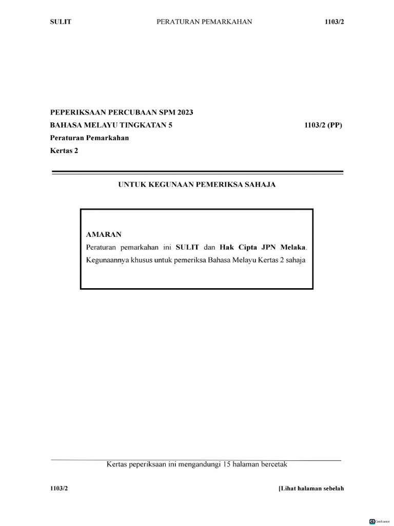 2023 BM Melaka K2 Skema | PDF