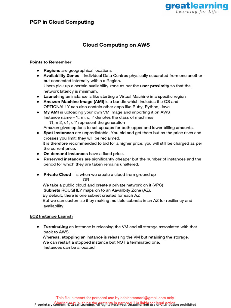 Cloud+Computing+on+AWS | PDF | Computer Network | Software