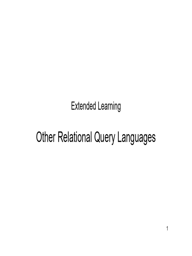 L - Other Relational Query Languages | PDF | Relational Model | Data ...