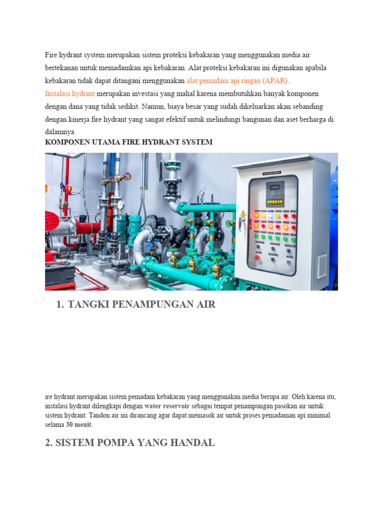 Sistem Fire Hydrant: Komponen dan Fungsi | PDF | Komputer
