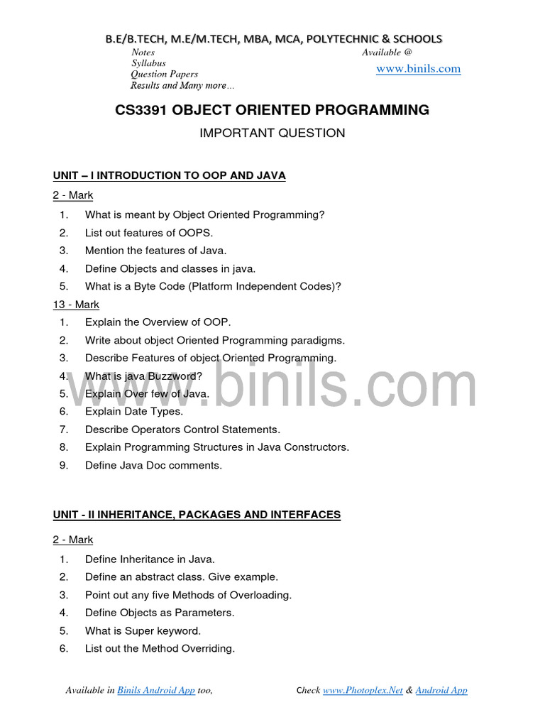 Object Oriented Programming Compress | PDF | Object Oriented Programming | Method (Computer ...