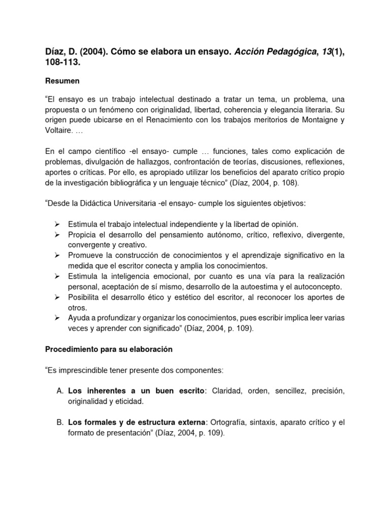 Cómo Se Elabora Un Ensayo-Resumen | PDF | Ensayos | Aprendizaje